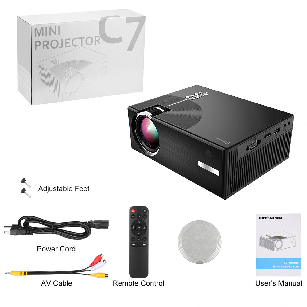 X7 Full HD Projector LED lamp Screen Mirroring HDMI/USB/VGA(PC)/Compos